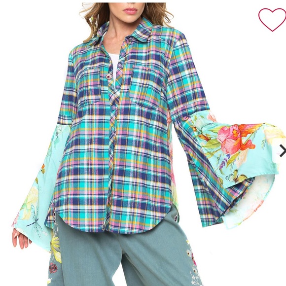 Aratta | Tops | Aratta Plaid Bouquet Top | Poshmark